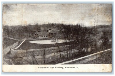 1909 Birds Eye View Government Fish Hatchery Manchester Iowa IA Vintage ...