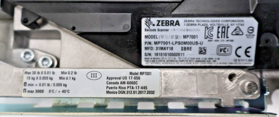 Zebra MP7001 Checkout Barcode Scanner and Scale MP7001-LPS0M00US-U | eBay