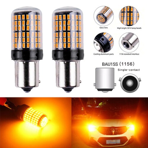 1/2x Amber LED BAU15S 1156 Turn Signal Indicator Light Bulb Blinker 150 ...