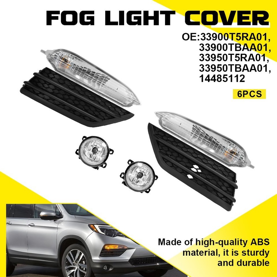 6PCS Bumper Fog Light W/Cover Bezel Turn Signal Lamp Set For Honda ...