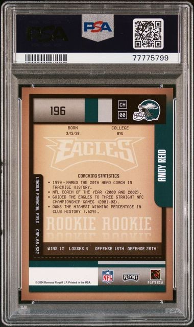PSA 9 Mint Andy Reid 2004 Contenders Rookie Ticket AUTO Autograph #196 ...