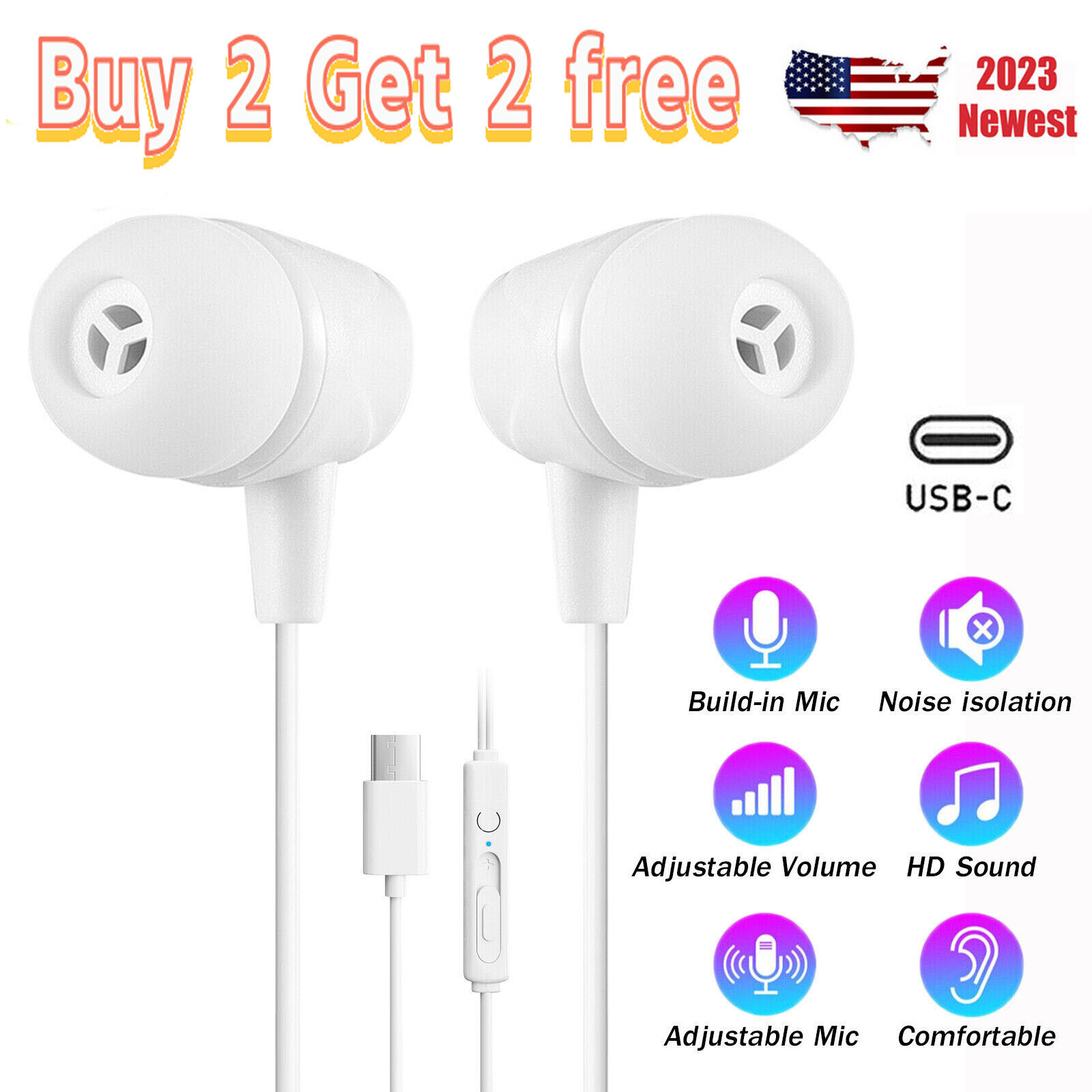 For Samsung Galaxy S21 Plus Ultra USB-C Type C Headphones Earphones ...