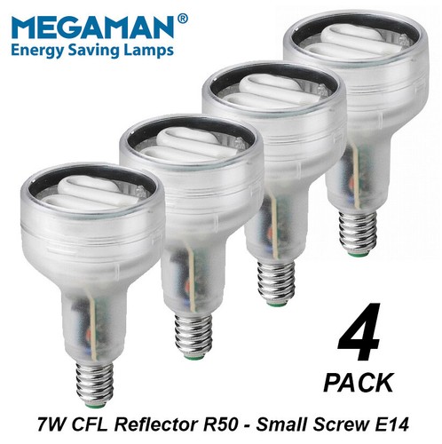 4 x 7W CFL Down Light Globes Bulbs Lamps R50 Warm White 2700K Small ...