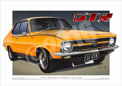 Holden LC GTR Torana Car Drawing - Classic Aussie Holden Print in ( 8 ...
