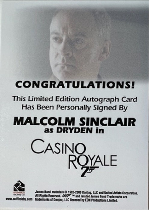 Malcolm Sinclair Autograph in Casino Royale from James Bond in Motion ...