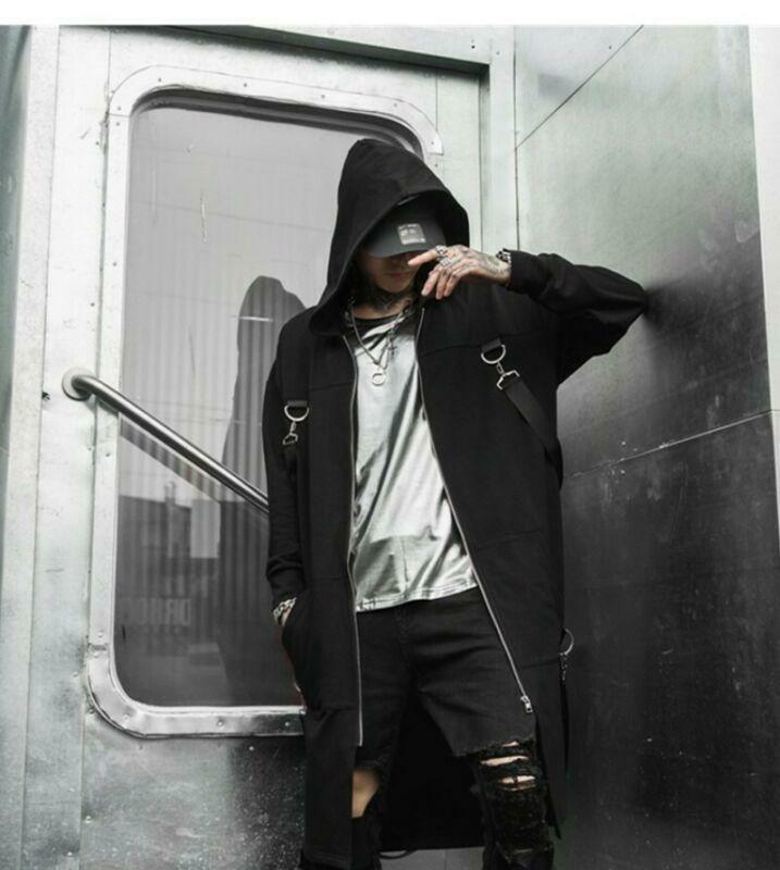 Men's Irregular Jacket Dark Steampunk Zipper Hooded Coat Couples ...