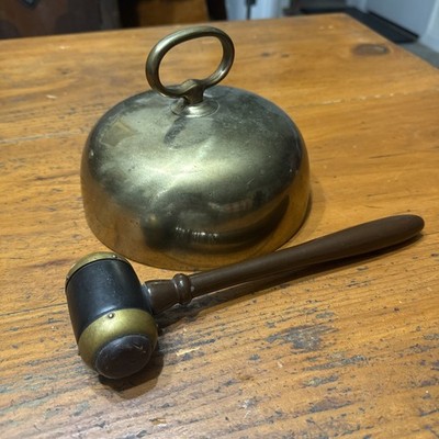 Antique 12th Hour Masonic Brass Gong & Mallet Red Mountain Lodge ...