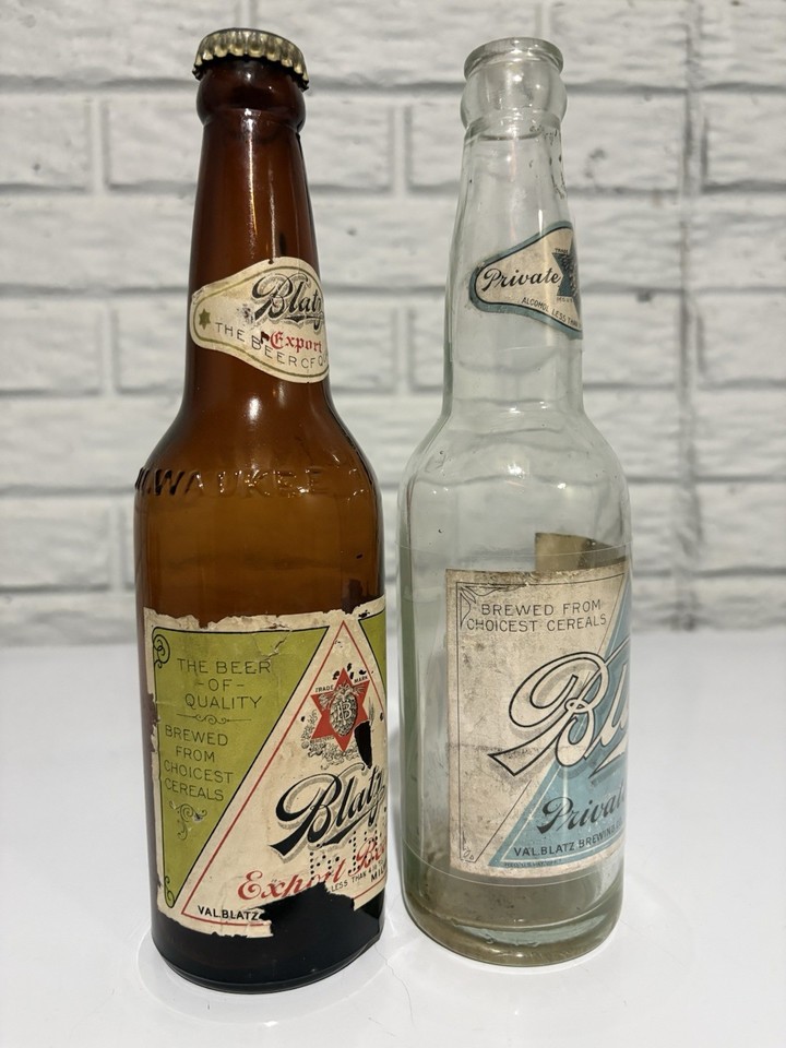 2 Early Pre Prohibition Blatz Beer Bottles Labels 12 oz Milwaukee ...
