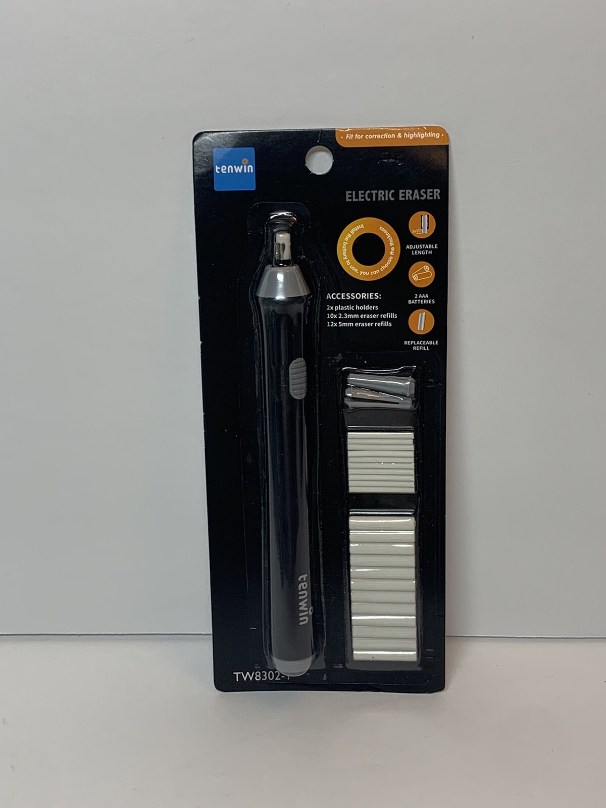 Tenwin Adjustable Electric Eraser with Rubber Refills, Battery Powered ...