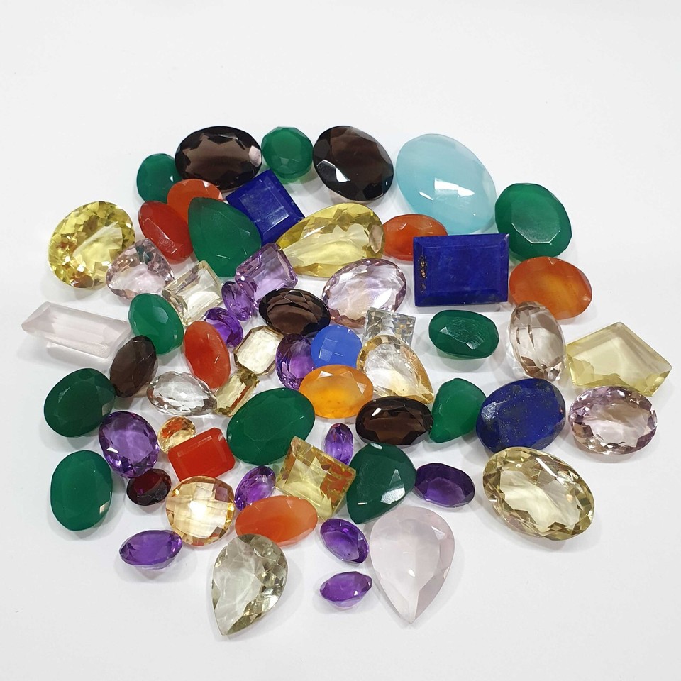 100 Carats+ Natural Mix Faceted Gemstone Mix Size Faceted Loose ...