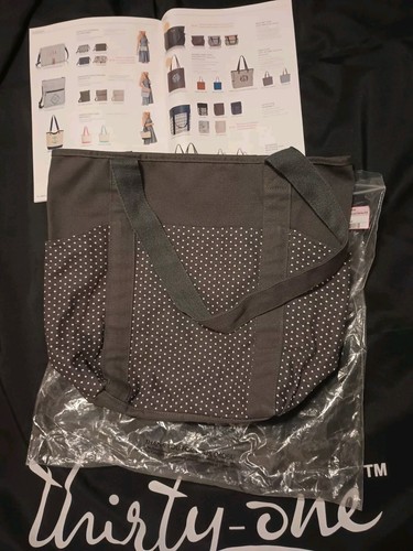 Thirty One 31 Go To Tote City Charcoal Swiss Dot NEW No Embroidery | eBay