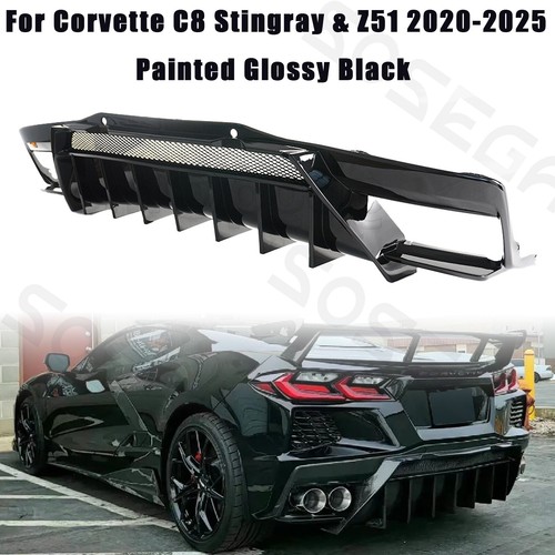 For Corvette C8 Z51 & Stingray 20-25 5VM Style Glossy Black Rear Bumper ...