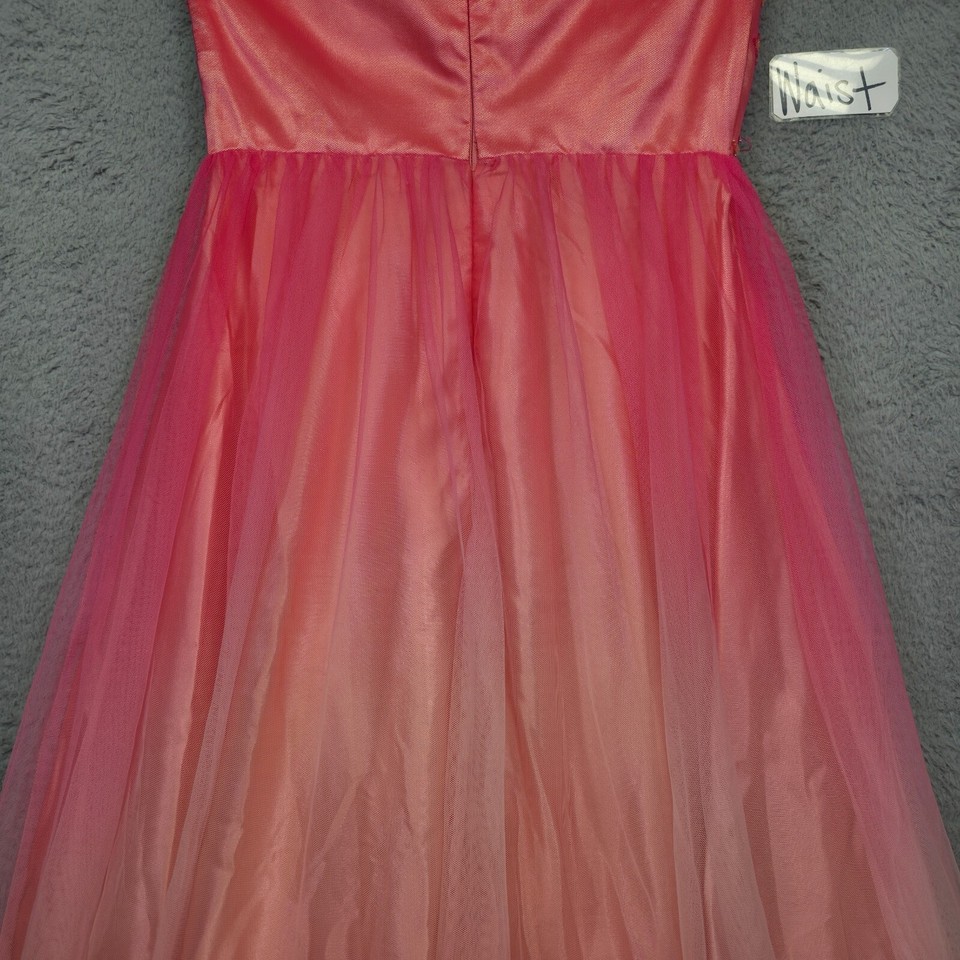 Y2K Deb Prom Dress Womens 3/4 Pink Babydoll Ombre Sequin Beaded Ball ...