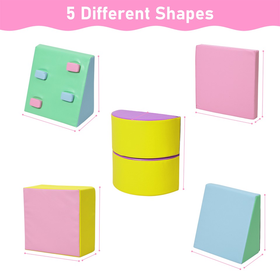 Indoor Baby Crawling Foam Blocks for Toddlers and Preschoolers 5-Piece ...
