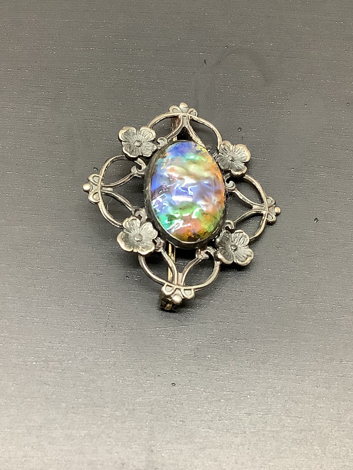 Antique 1890-1910 Sterling Silver delicate brooch w/f… - Gem