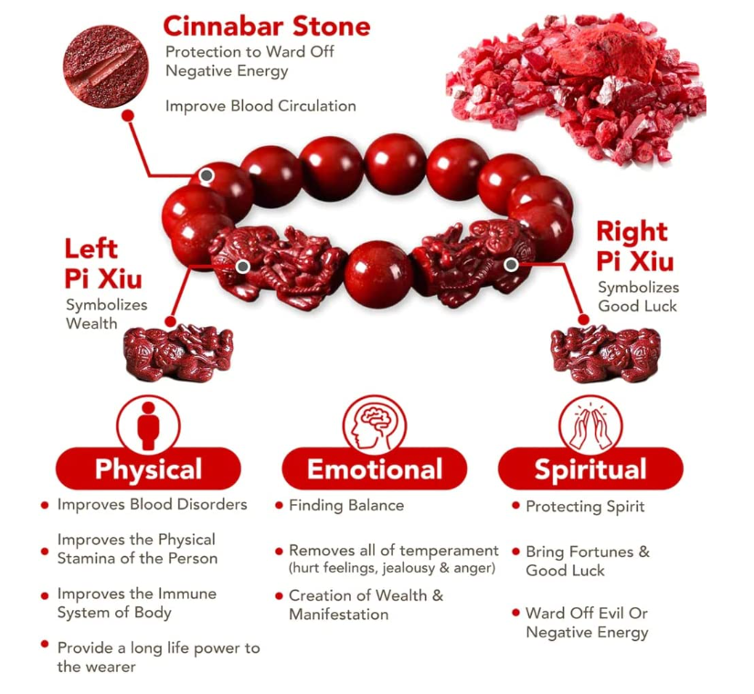 FengShui Cinnabar Bracelet, Cinnabar Feng Shui Bracelet, Elegant Simple ...