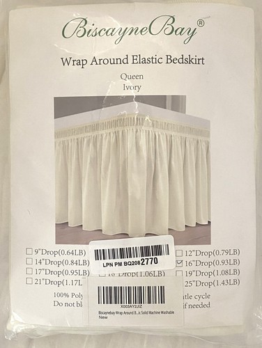 Biscayne Bay Wrap Around Elastic Bed Skirt Queen Ivory 16" Drop | eBay