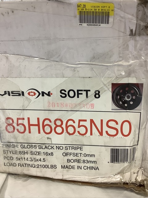Vision Soft 8 16x8 5x114.3 0et Gloss Black Wheel for sale online | eBay