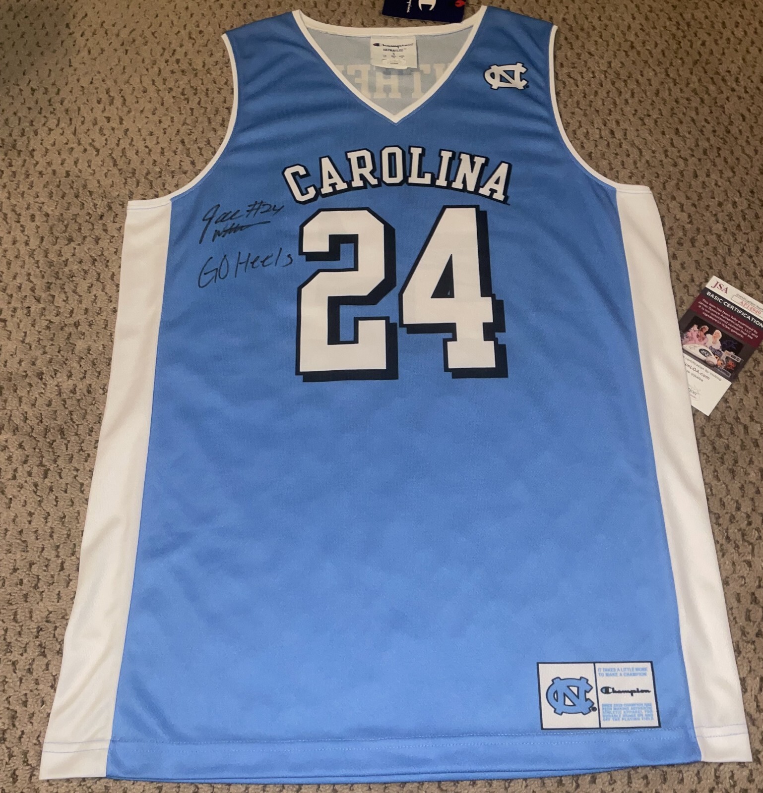JAE'LYN WITHERS SIGNED UNC JERSEY AUTOGRAPH BASKETBALL JSA NORTH ...