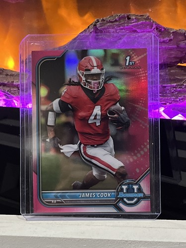 James Cook 2022 Bowman University U 1st Pink Refractor Card #19 Buffalo ...