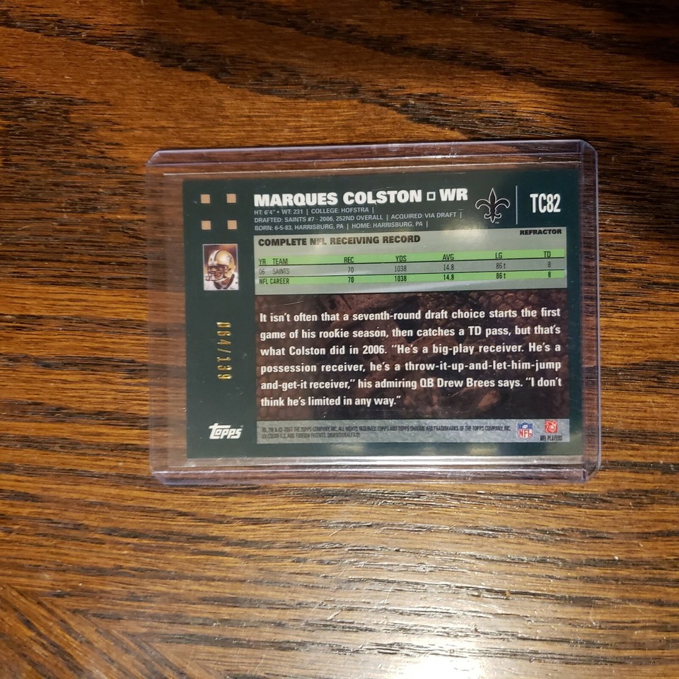 MARQUES COLSTON 64/139 2007 Topps Chrome Football TC82 RARE Red ...