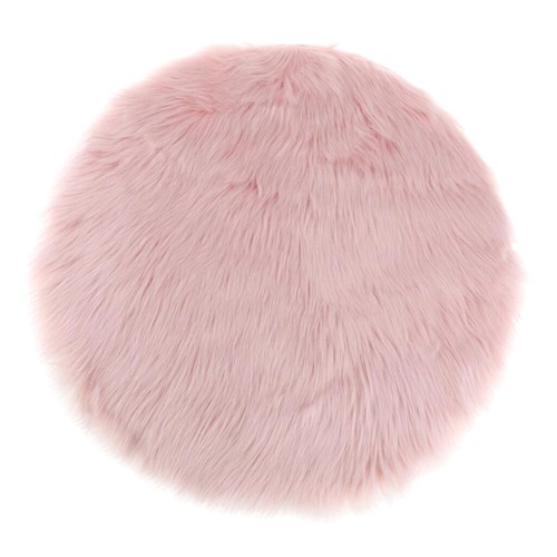 Round 30cm Sheepskin Hairy Carpet Faux Fur Plain Fluffy Area Rug light ...