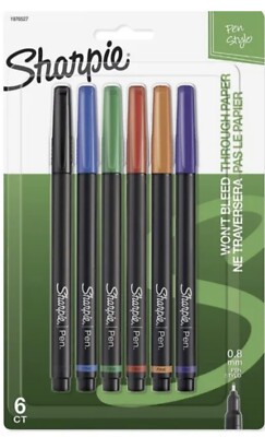 2 X Sharpie Pen Stylo Fine Point .8mm-Black, Blue, Green, Red, Orange ...