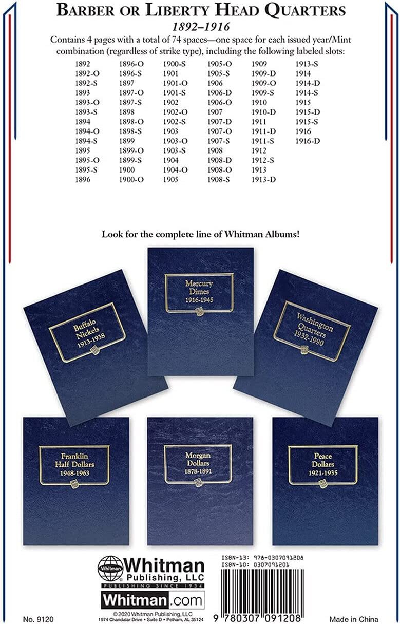 Whitman US Liberty Head (Barber) Quarter Album 1892-1916 #9120 | eBay