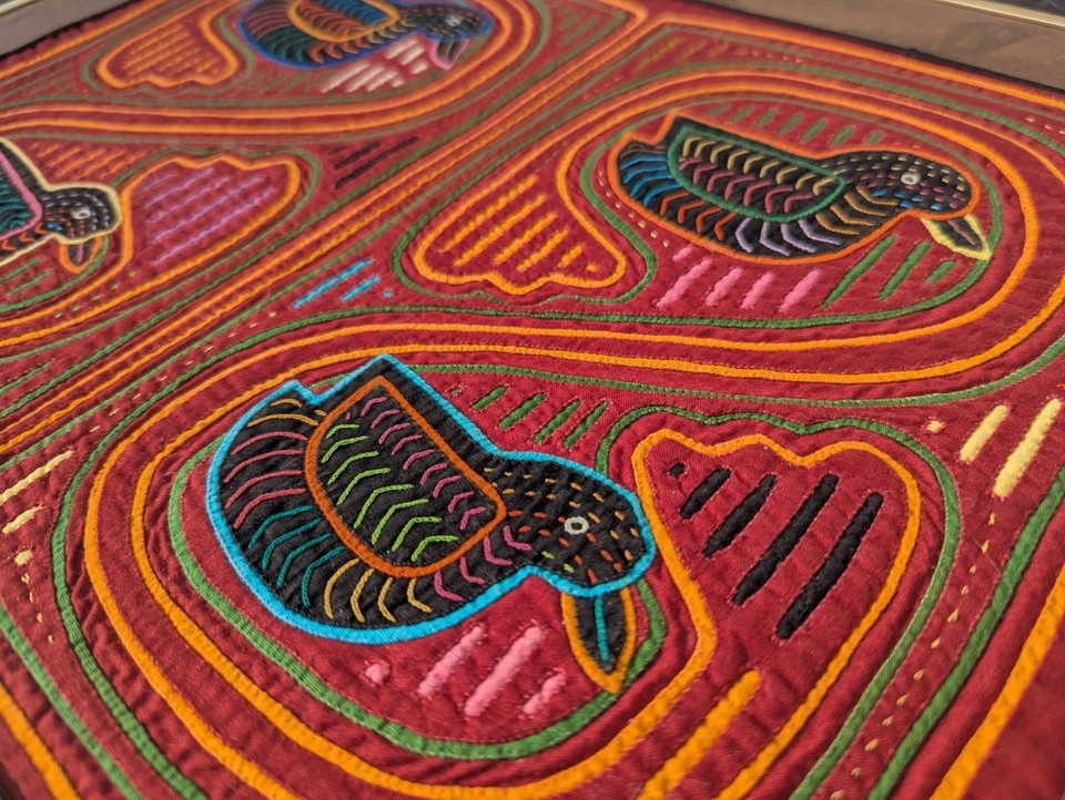 Vtg Kuna Mola Textile Folk Art Handmade Patchwork Indian Needlework MCM ...