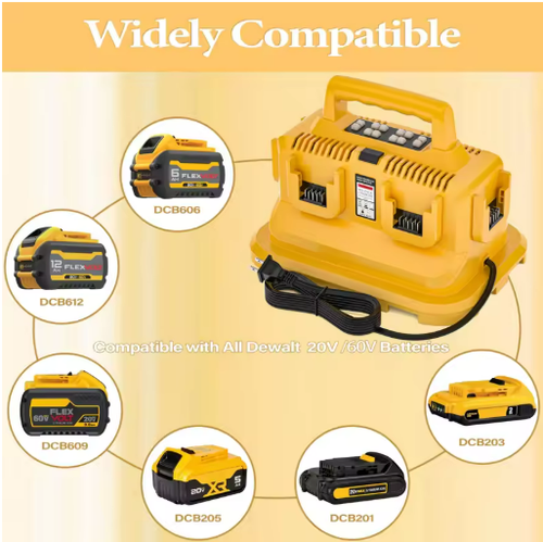6-Port Rapid Charger for Dewalt 20V/60V DCB205 DCB609 Flexvolt ...