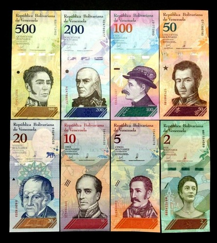 Venezuela Bolivares Set of 8 Banknotes World Paper Money UNC Currency ...