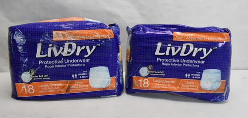 Livdry Adult Incontinence Underwear Extra Absorbency Large Lot Of 2 36 ...