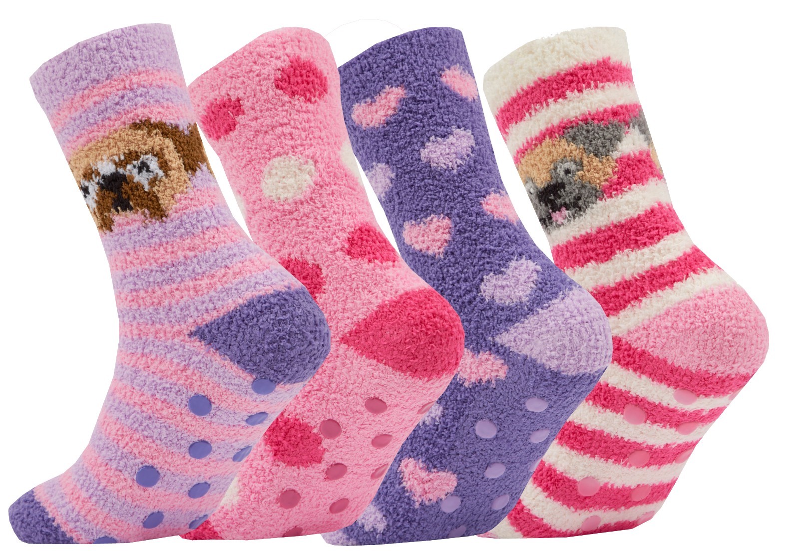 ladies Womens Slipper Gripper Socks Fluffy Bed Socks Thermal 4-8 4 ...