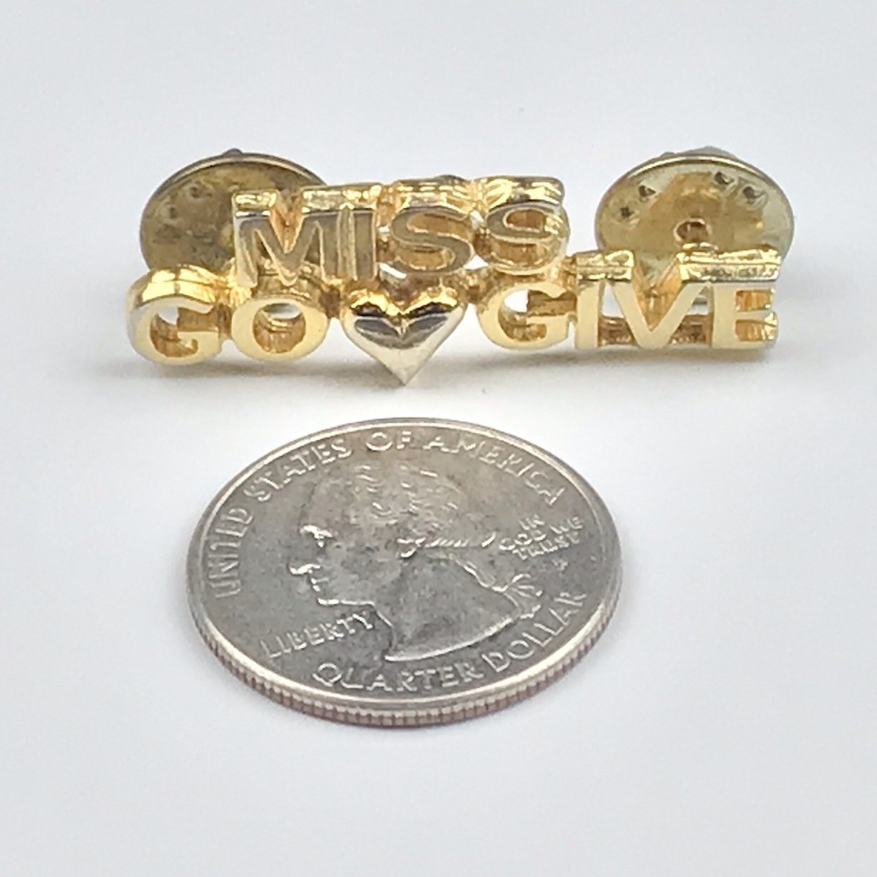 Mary Kay Miss Go Give Pin Brooch Gold Tone Silver Heart Inspirational ...