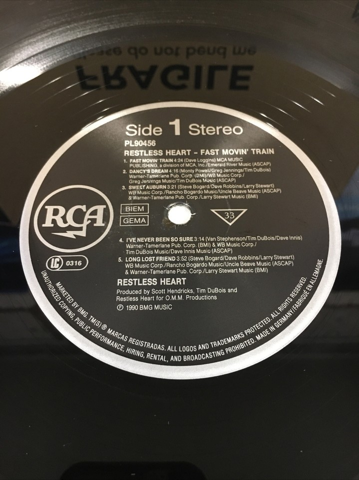 Restless Heart Fast Movin’ Train LP Album Vinyl Record PL90456 A1/B1 ...