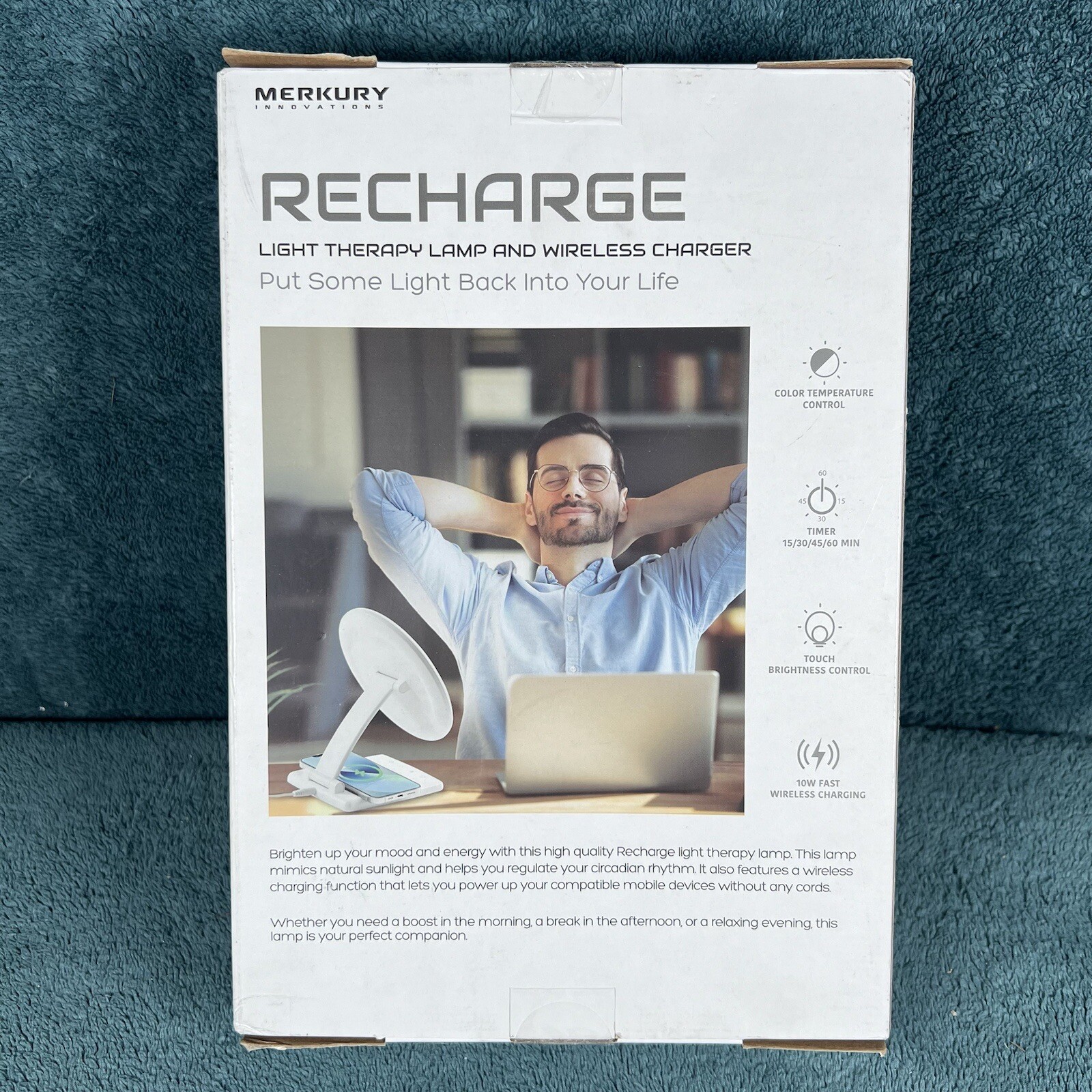 Merkury Innovations Recharge Light Therapy Lamp with Wireless Charger ...