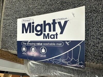 4 X GREY MIGHTY MATS NON SLIP SUPERSOFT MICROFIBRE DOOR MAT RUG 57 X ...