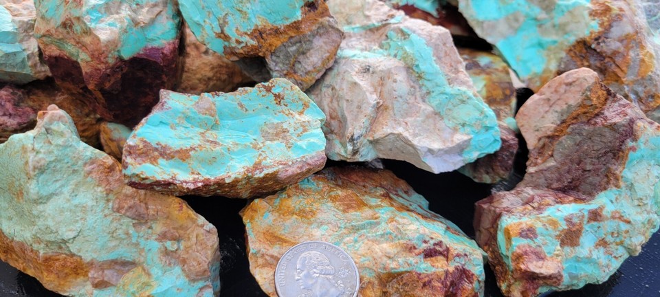 Natural Hard Untreated Tonopah NV Turquoise Royston Ribbon Rough - Half ...