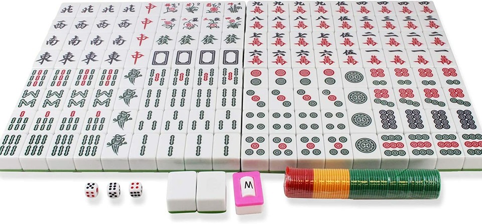 X-Large 广东大麻将 Chinese Guangdong Tiles Mahjong Set 144 Tiles 1.5 x 1.2 x ...