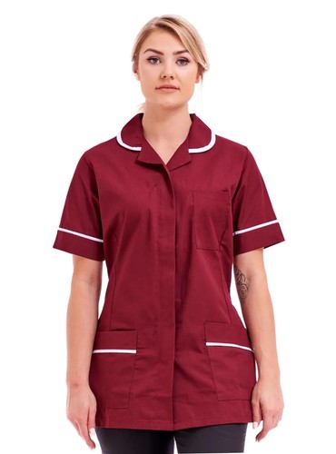 Burgundy NHS Nurses Uniform Nurse Tunic Hospital Carer Carehome maroon ...