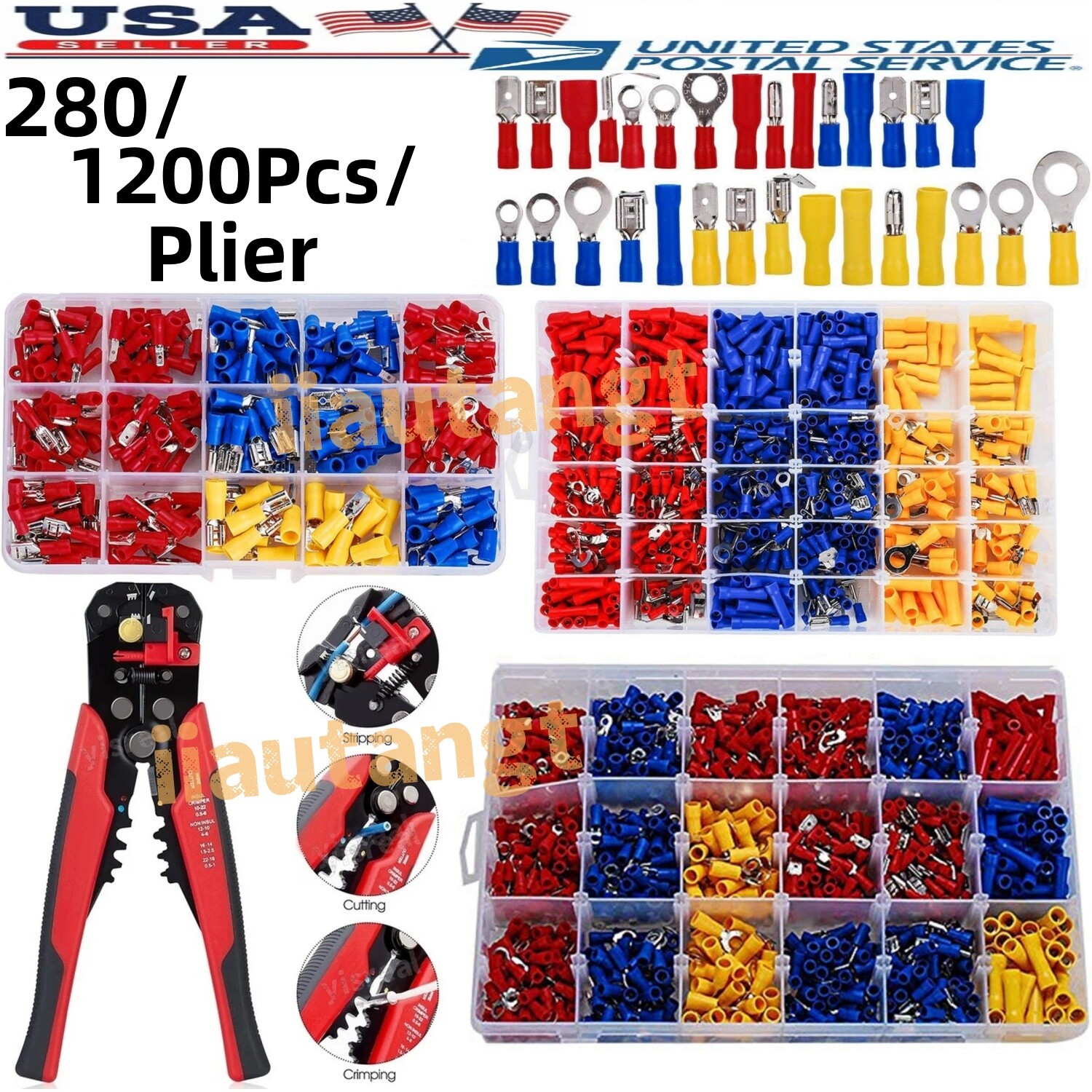1200Pcs Assorted Insulated Electrical Wire Terminals Crimp Connectors ...