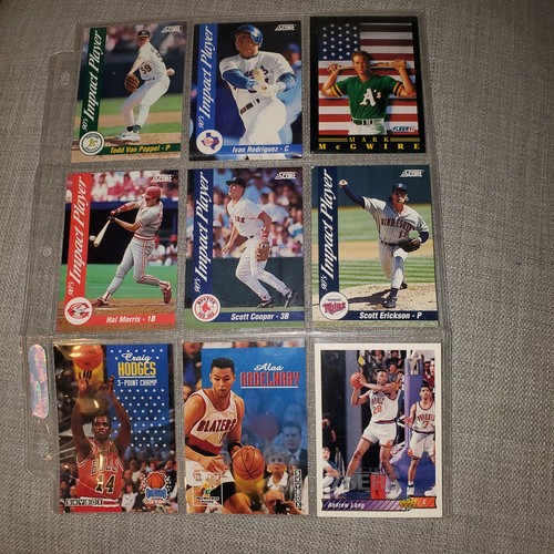 Baseball and Basketball Cards, one Binder Sleeve, 9 Cards, 1990s | eBay