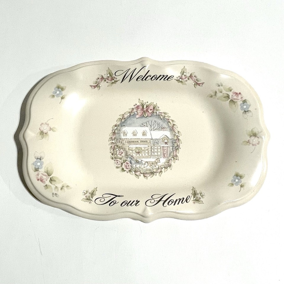 Vintage Pfaltzgraff Tea Rose Welcome To Our Home 14" Sculpted Tray ...
