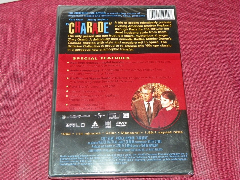 *Charade* (Criterion Collection) (DVD) New W/Insert. Cary Grant/Audrey Hepbur | eBay