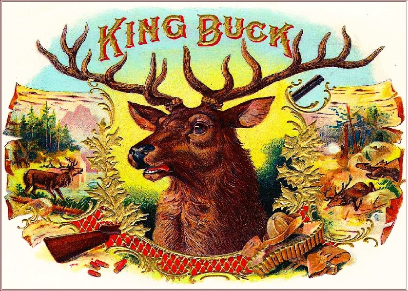 King Buck Deer Smoke Vintage Cigar Tobacco Box Crate Inner Label Print ...