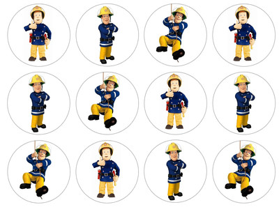 12 Fireman Sam Edible Wafer Paper Cupcake Toppers | eBay Australia