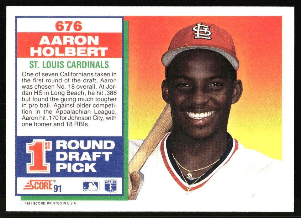 1991 Score Aaron Holbert Rookie #676 St. Louis Cardinals | eBay