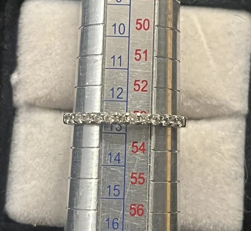 14K Solid White Gold 12 Diamonds Band WOW Dainty Size… - Gem