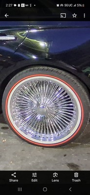 Custom Chrome Wire Wheel with Red Stripe Tire for Cars | eBay