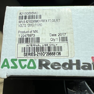 ASCO Red-Hat 8210G095 3/4" Solenoid Valve 120V, 3/4 inch Pipe, two-way ...